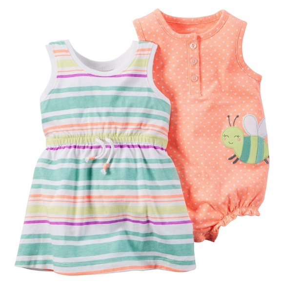 Carter's | Matching Sets | Carters 3piece Romper And Dress Set | Poshmark